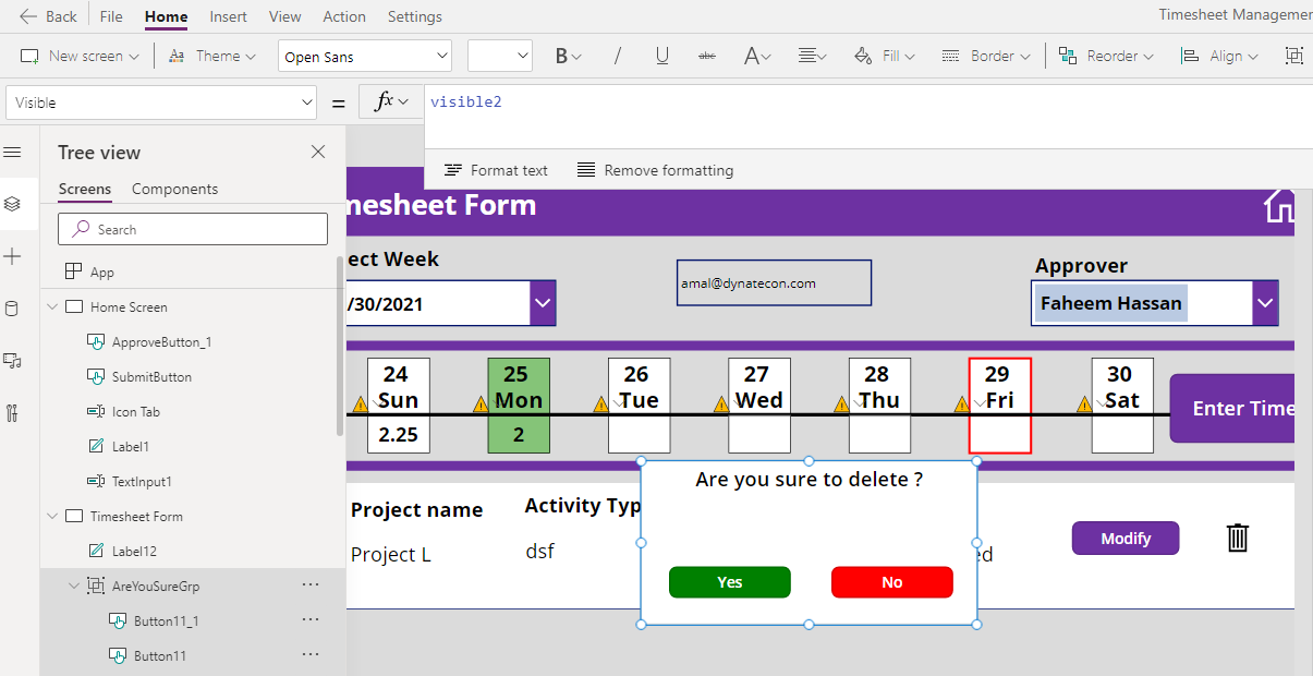 Delete confirmation Dialog in PowerApps Canvas App – Dynatecon Solutions
