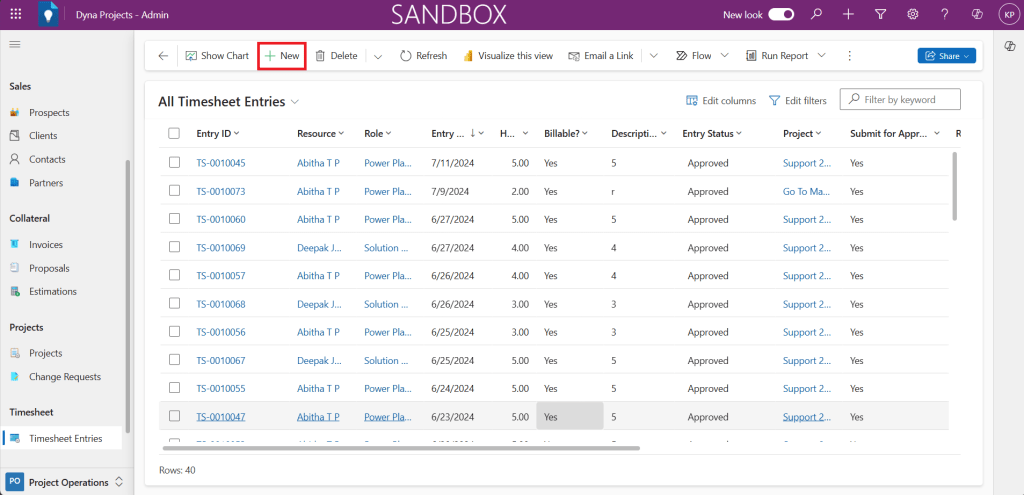How to create a new Timesheet Entry in Power Apps based Project tracking tool? – Dynatecon Solutions