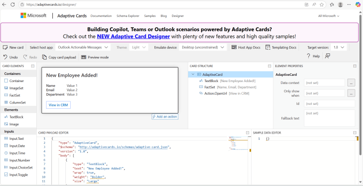 Sending Adaptive Cards in Outlook via Power Automate (Test User Setup ...