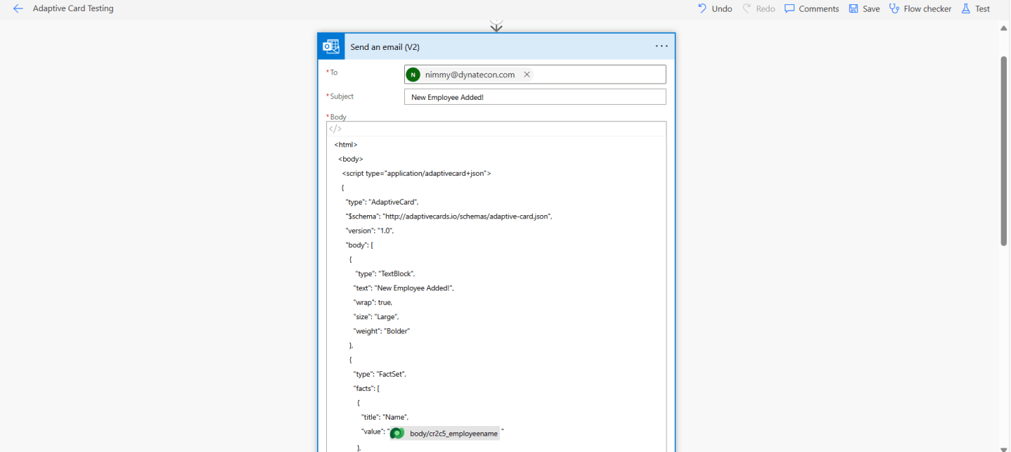 Sending Adaptive Cards in Outlook via Power Automate (Test User Setup ...