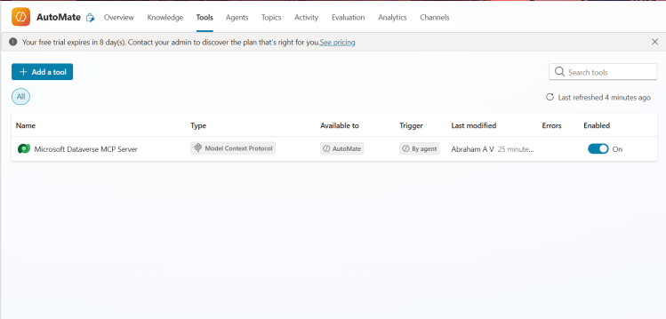 MCP-Powered Assistant: An AI Agent Built with Copilot Studio and Dataverse – Dynatecon Solutions